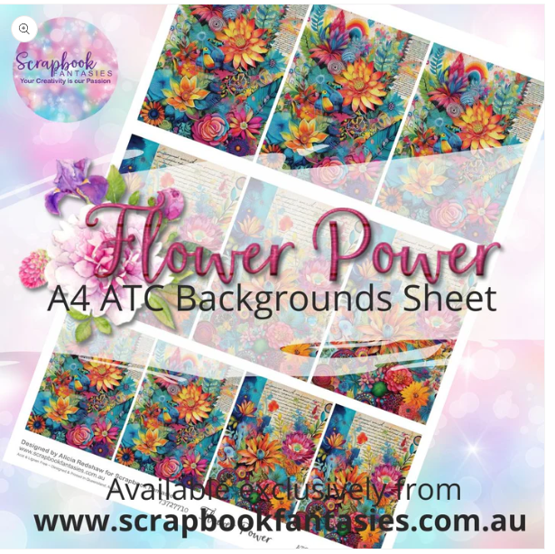 Flower Power A4 ATC Backgrounds Sheet - Colour-Pop Collage 1 73727710 ...