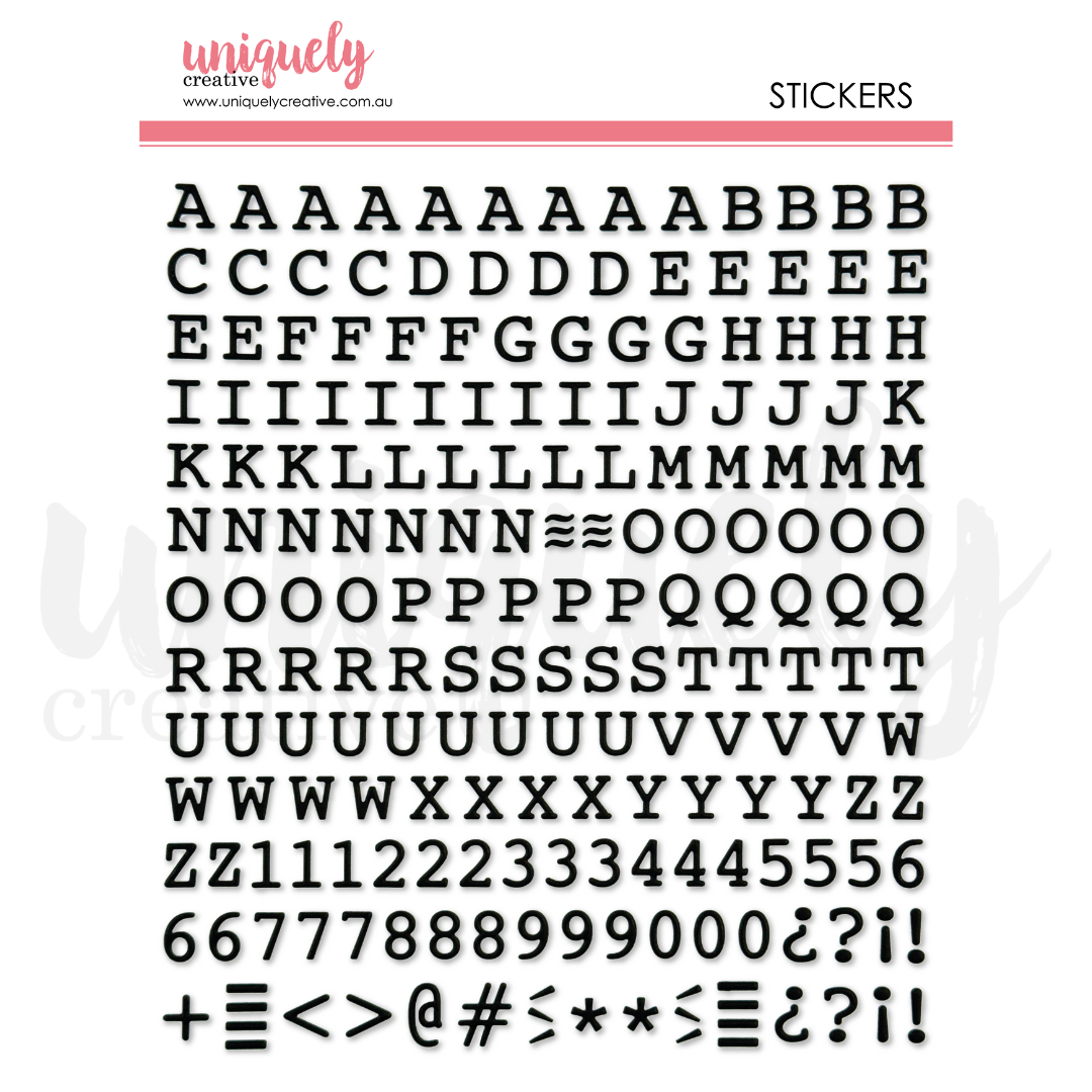 Puffy Black Alpha Stickers- Uppercase Black | Papercraft Palace